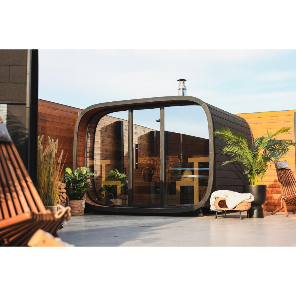 Leil Round Cube Single Outdoor Sauna Kit — The Sauna Heater